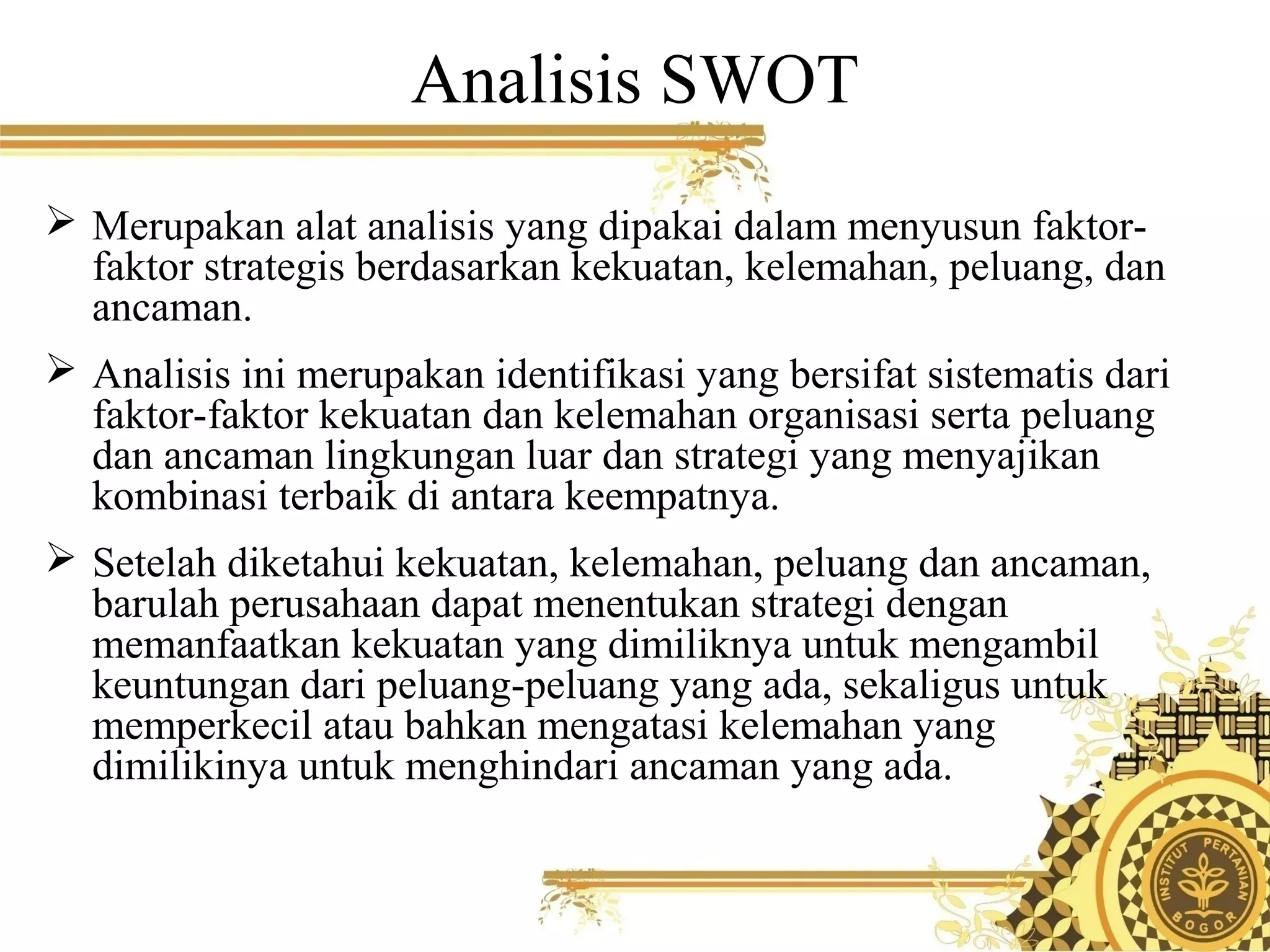 Swot road map-arsitektur | PPT