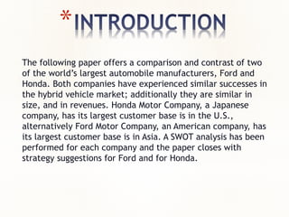 Comparative of Ford and Honda SWOT Annalysis | PPTX