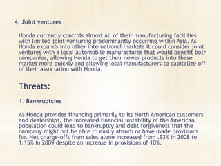 Comparative of Ford and Honda SWOT Annalysis | PPTX