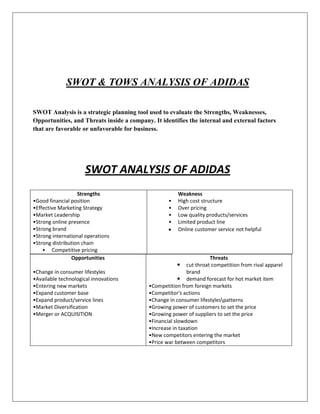 Swot adidas | DOCX