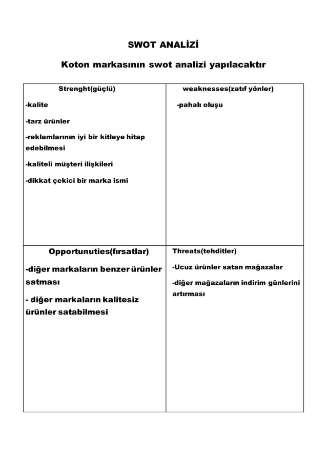 Swot anali̇z1 | DOCX