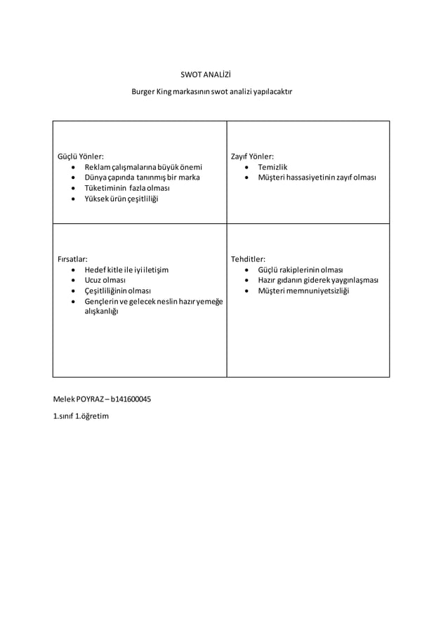 Swot anali̇zi̇ | DOCX