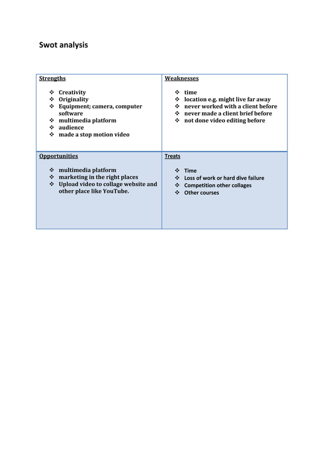 Swot analysis | DOCX | Technology & Computing