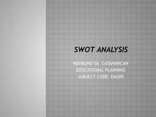 SWOT Analysis for School ManagementPresentation | PPTX