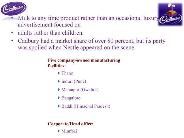 Swot analysis of Cadbury. | PPTX | Food Industry | Industries