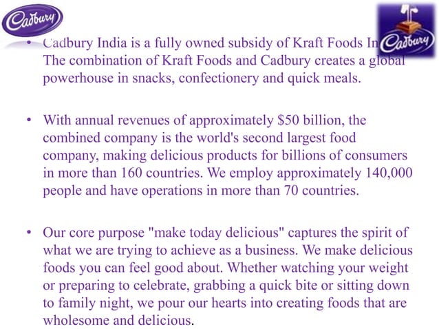 Swot analysis of Cadbury. | PPTX | Food Industry | Industries
