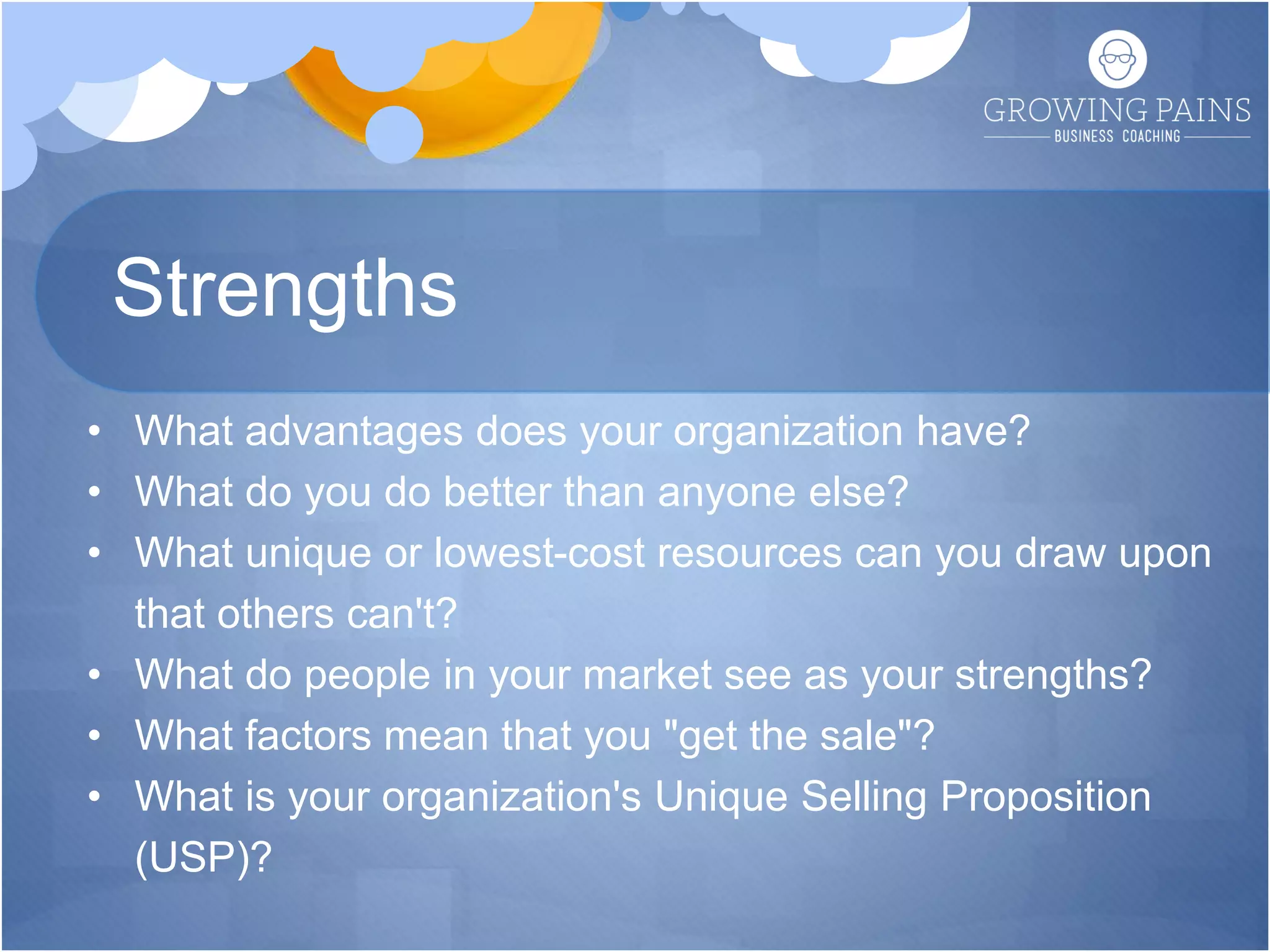 SWOT Analysis | Growing Pains Business Coaching | PPTX