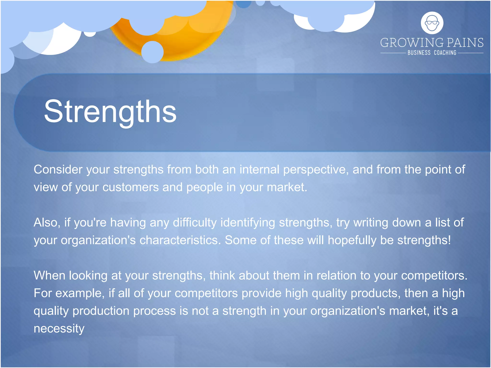 SWOT Analysis | Growing Pains Business Coaching | PPTX