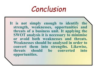 Swot analysis | PPTX | Business | Business and Finance