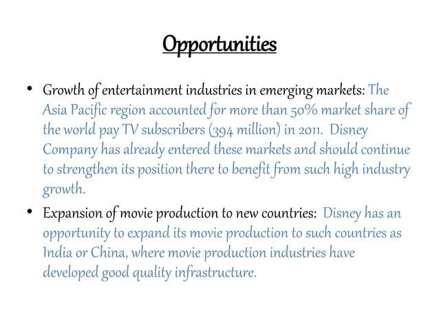 Swot analysis of The Walt Disney Company | PPT