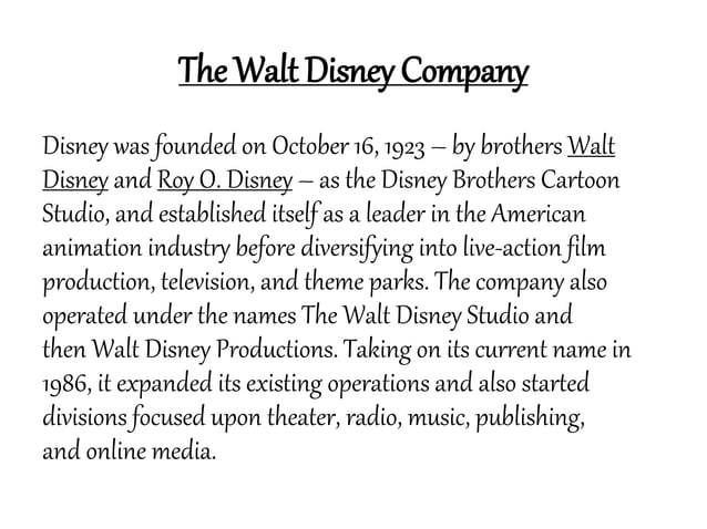 Swot analysis of The Walt Disney Company | PPT