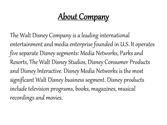 Swot analysis of The Walt Disney Company | PPT