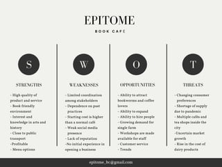 SWOT Analysis of a business. Sample business is a cafeteria | PDF