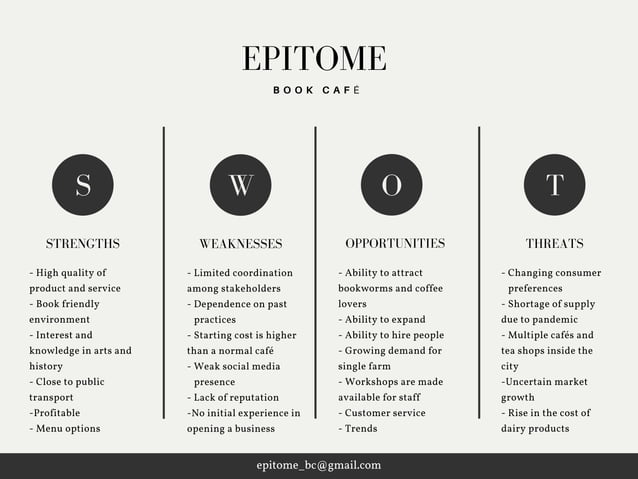 SWOT Analysis of a business. Sample business is a cafeteria | PDF