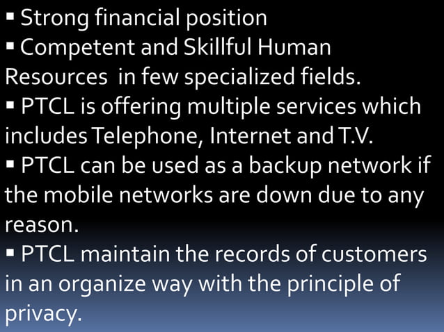 SWOT analysis: a case study of ptcl | PPTX | Telecommunications Industry | Industries