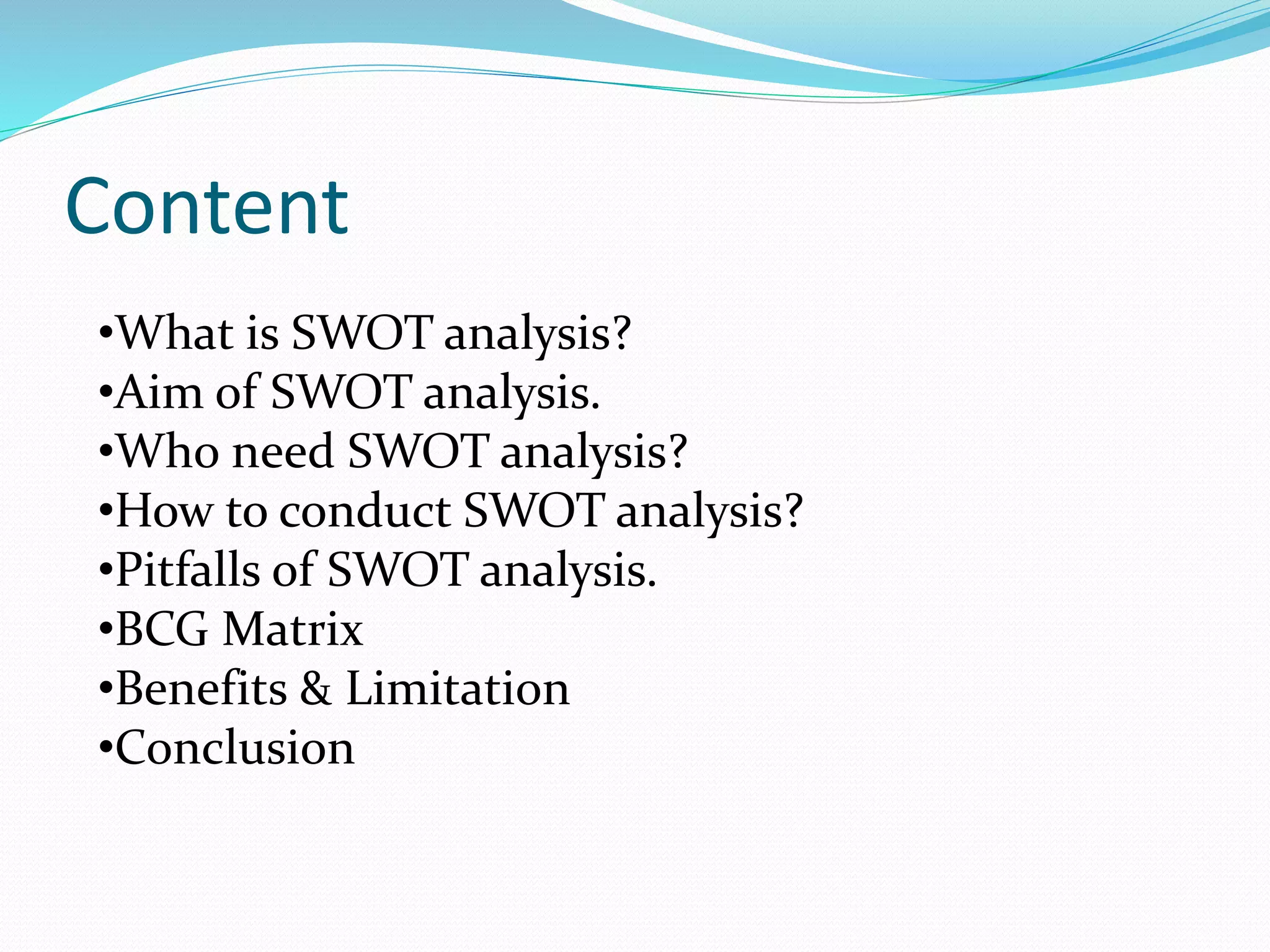 Swot analysis & BCG Mtrix | PPTX