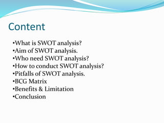 Swot analysis & BCG Mtrix | PPT