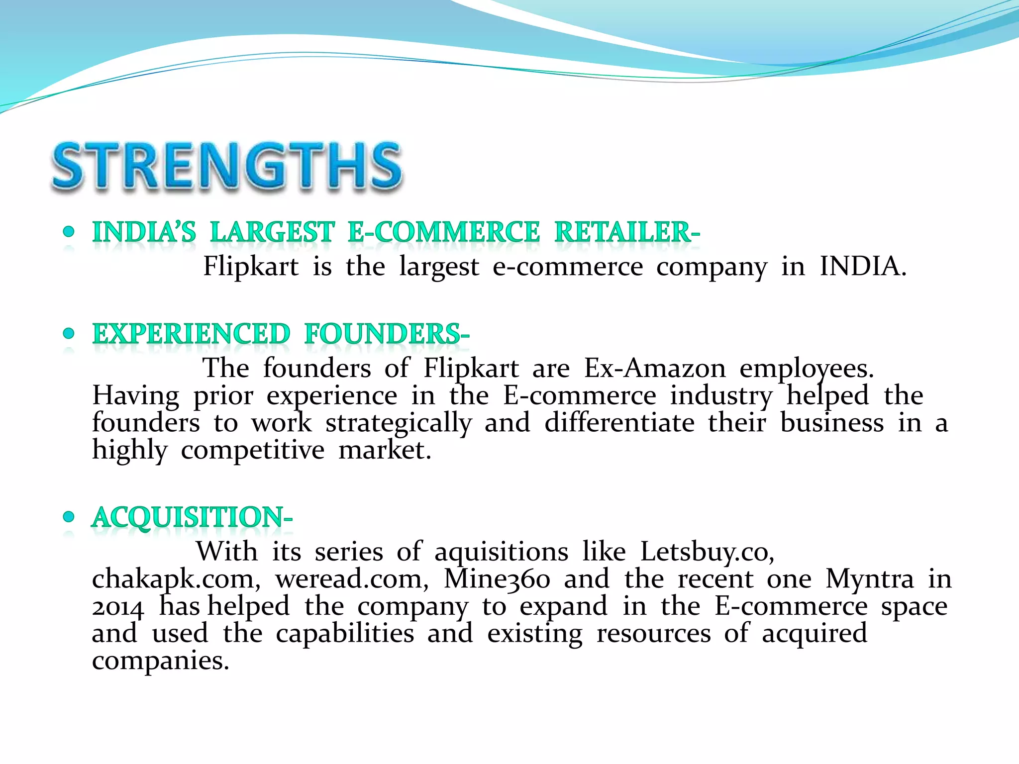 Flipkart, amazon, snapdeal SWOT analysis | PPTX