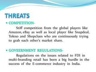 Flipkart, amazon, snapdeal SWOT analysis | PPTX