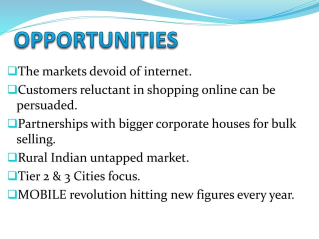 Flipkart, amazon, snapdeal SWOT analysis | PPTX | Internet | Computing