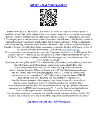 Swot Analysis Paper Example