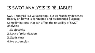SWOT ANALYSIS as a tool in research study | PPTX
