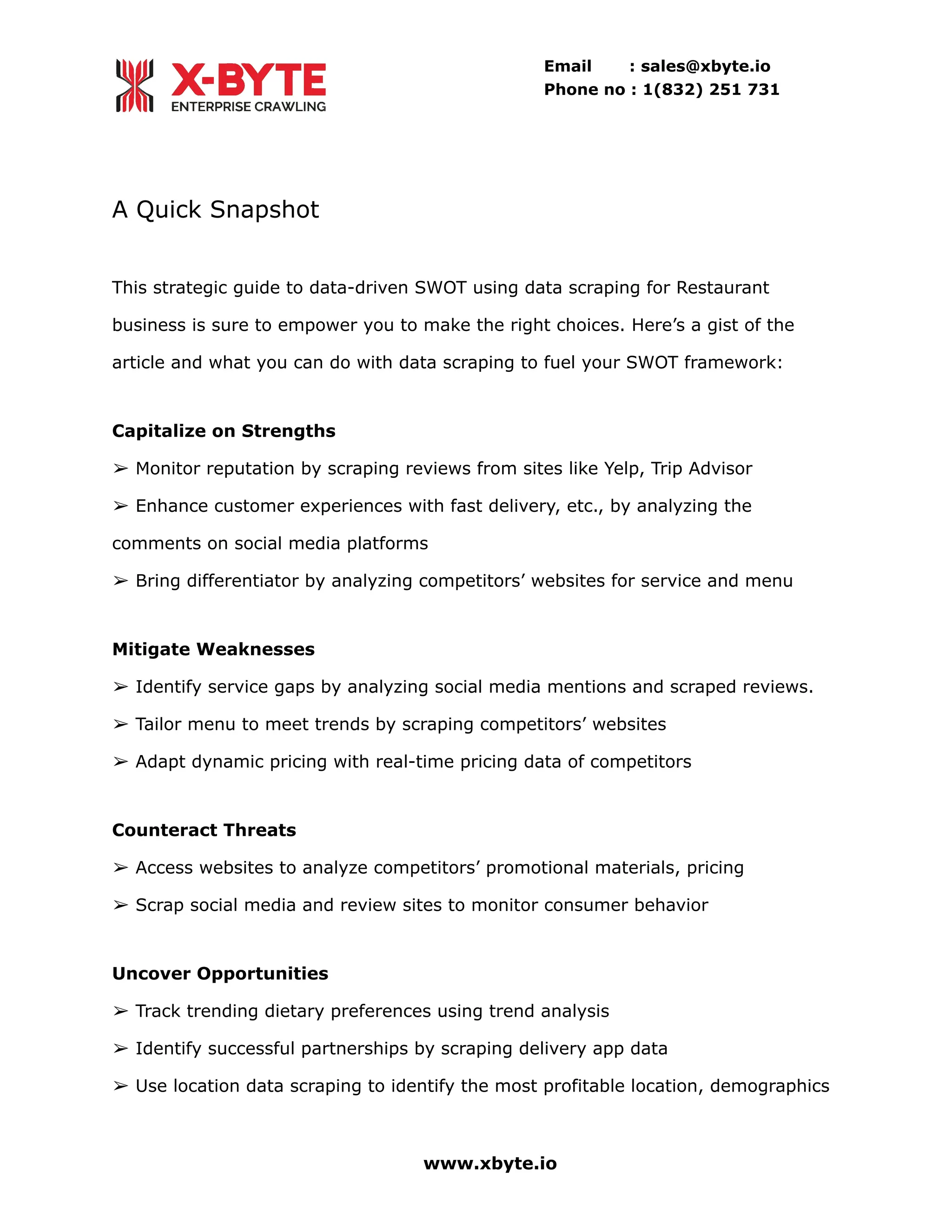 SWOT Analysis for Restaurants: A Strategic Guide | PDF