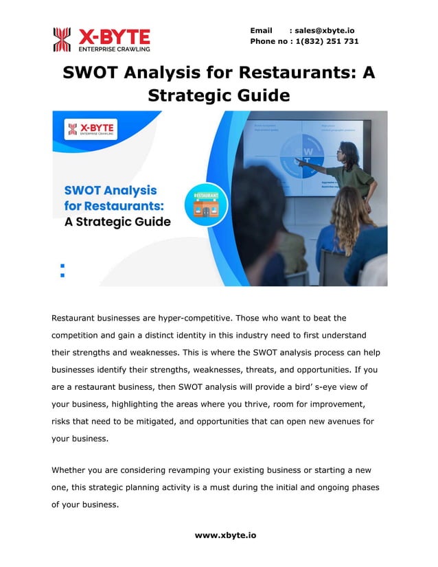 SWOT Analysis for Restaurants: A Strategic Guide | PDF