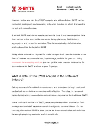 SWOT Analysis for Restaurants: A Strategic Guide | PDF