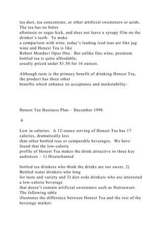 SWOT Analysis Honest Tea Given the Honest Tea Business Plan for.docx