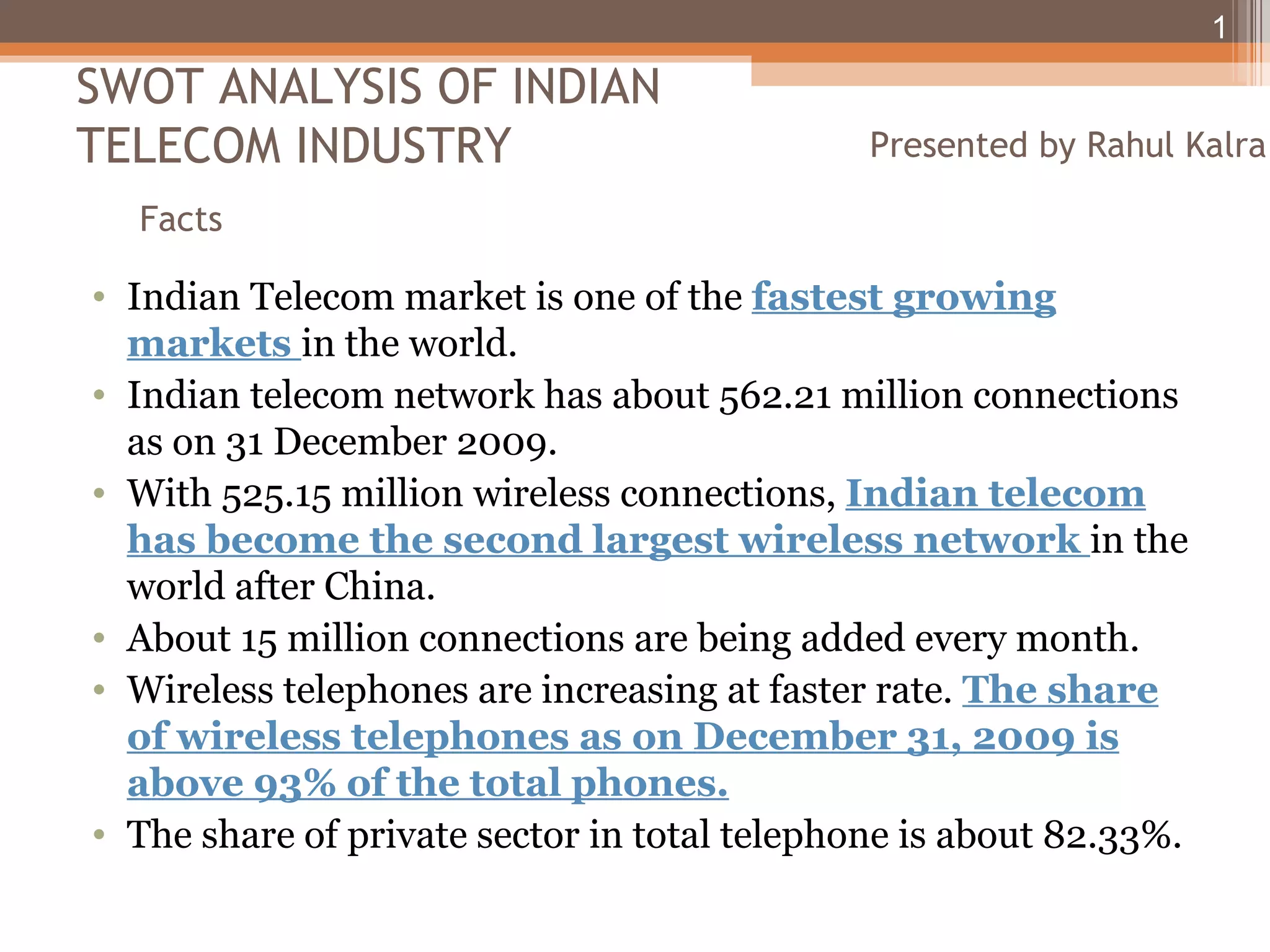 Swot Analysis Indian Telecom Industry Ppt | PPT