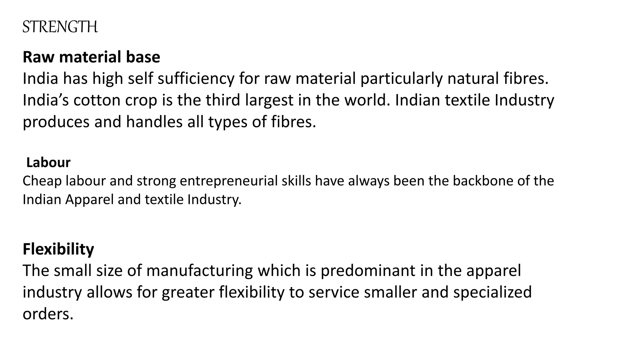 SWOT analysis INDIAN textile. | PPTX