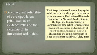 Swot Analysis in Methods of Developing Latent Prints | PPT | Free Download