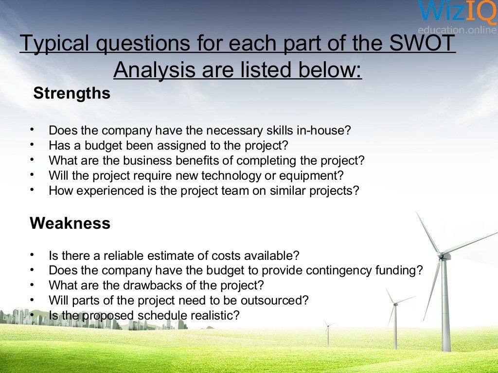 Swot analysis in project management