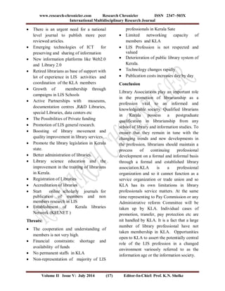 Swot analysis kerala library association | PDF