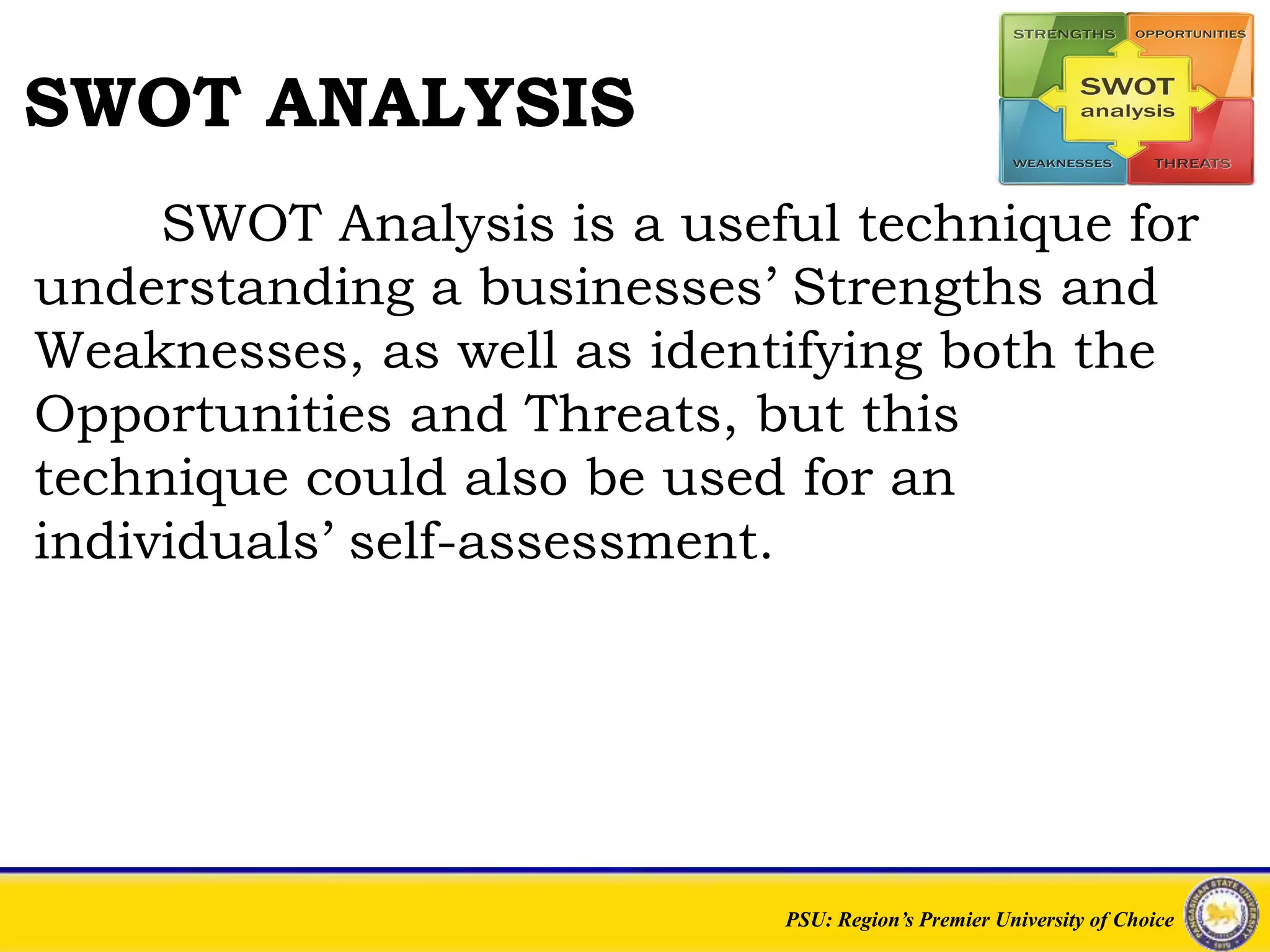 SWOT Analysis (MKMCalangian) | PPTX