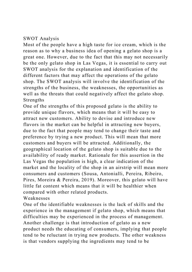 SWOT Analysis Most of the people have a high taste for ice cream.docx