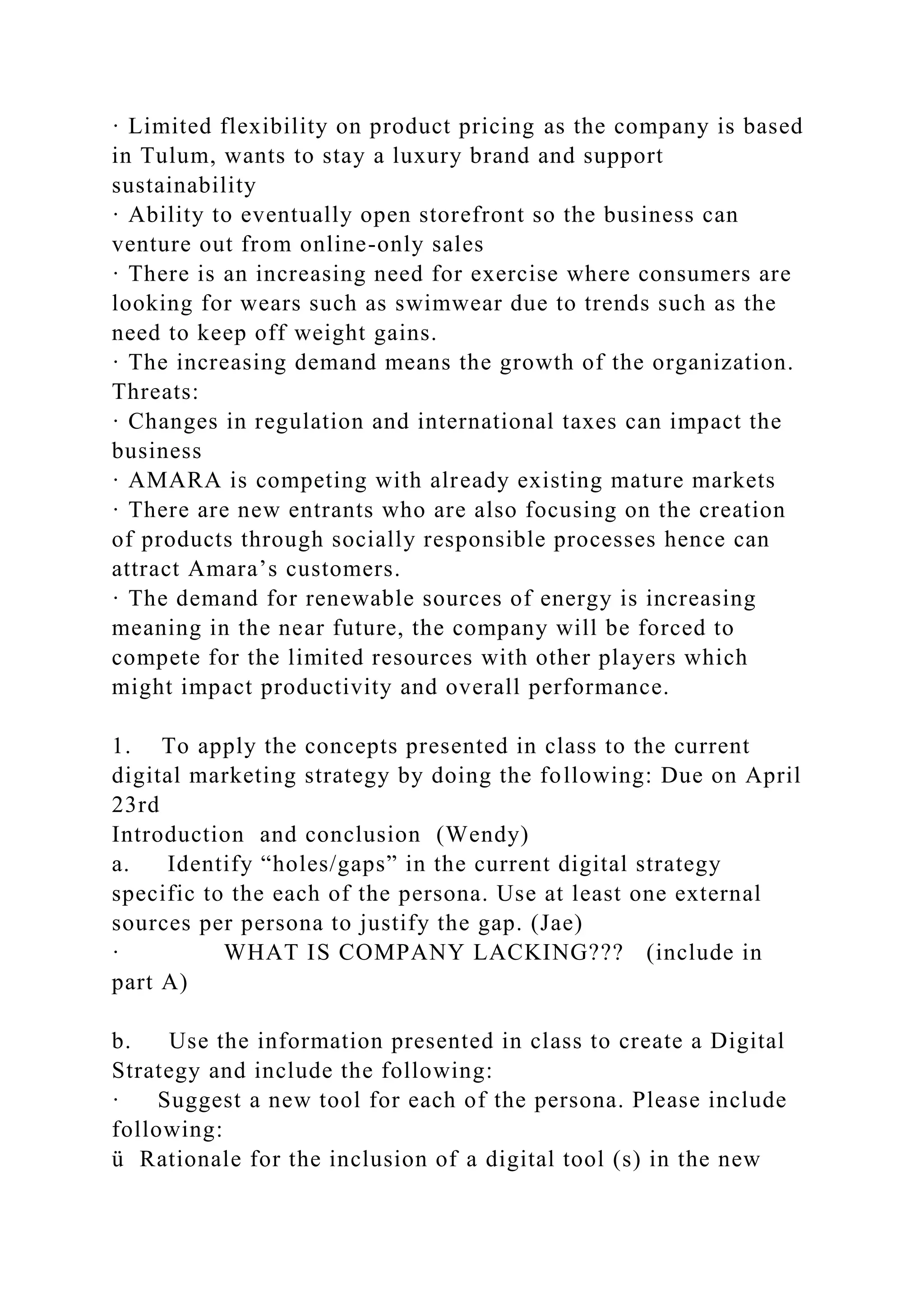 SWOT Analysis (Needs Revision for final SWOT)Strengths· AM.docx