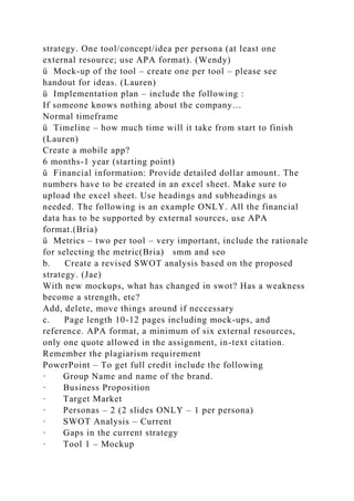 SWOT Analysis (Needs Revision for final SWOT)Strengths· AM.docx