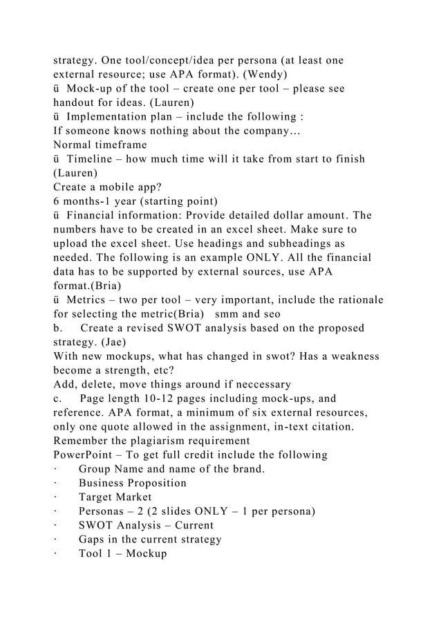 SWOT Analysis (Needs Revision for final SWOT)Strengths· AM.docx