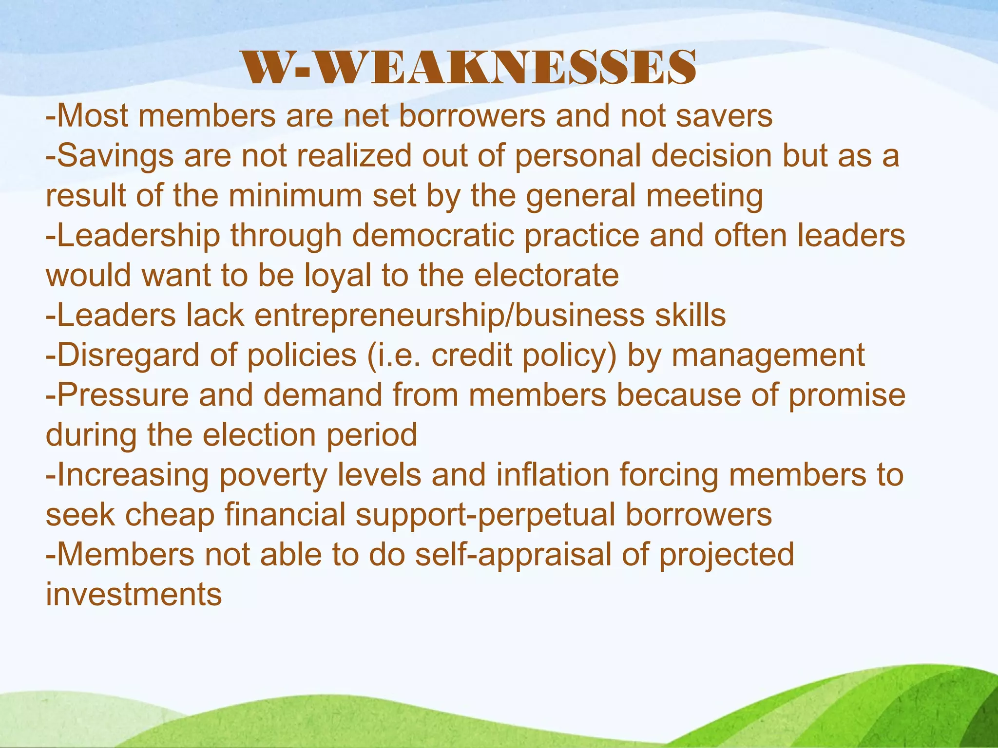 EXAMPLE OF A SWOT ANALYSIS OF A SACCO SOCIETY | ODP