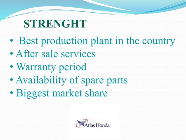 Swot analysis of atlas honda | PPTX