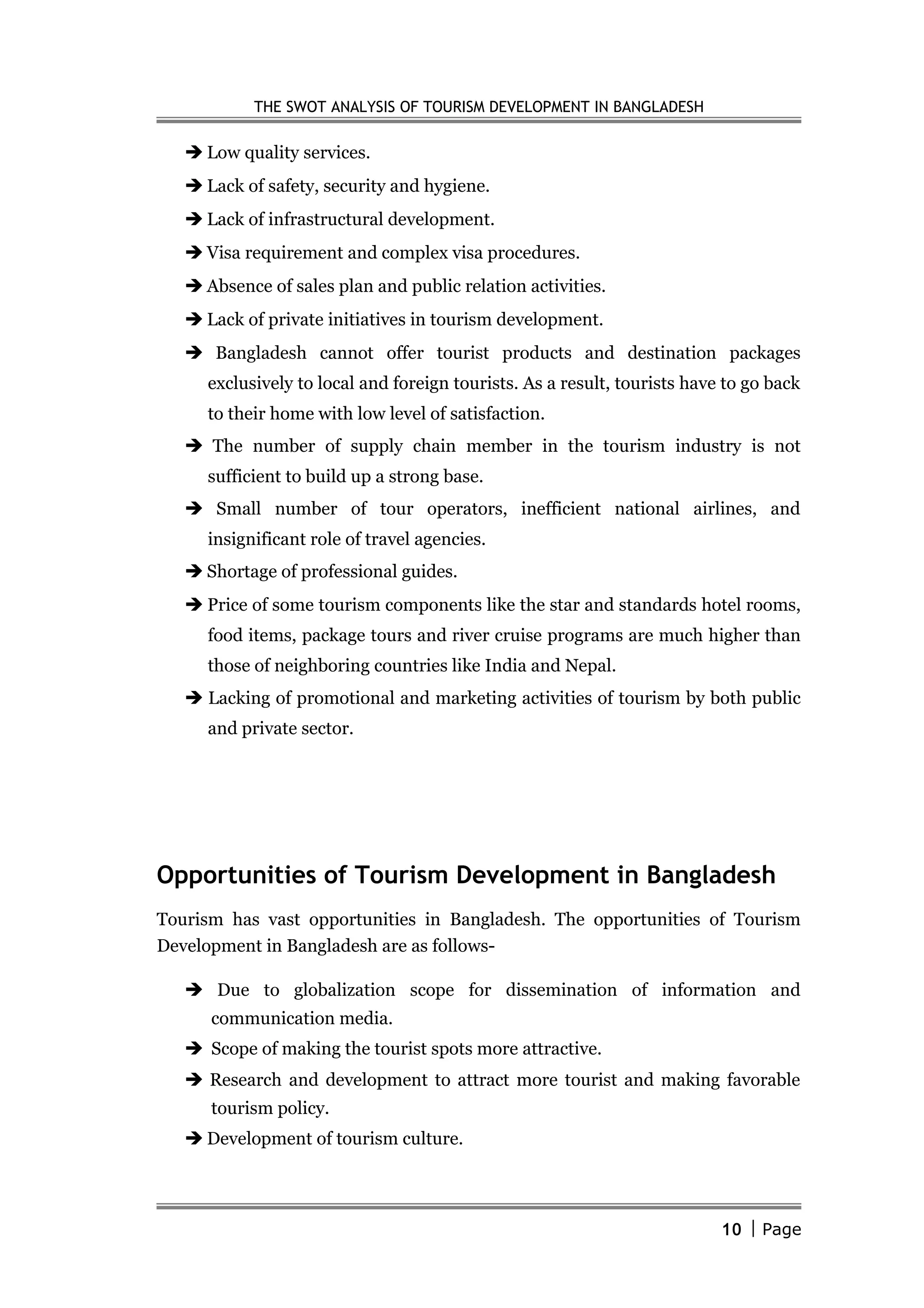 Swot Analysis of Bangladesh Tourism | DOC | Travel Locations | Travel