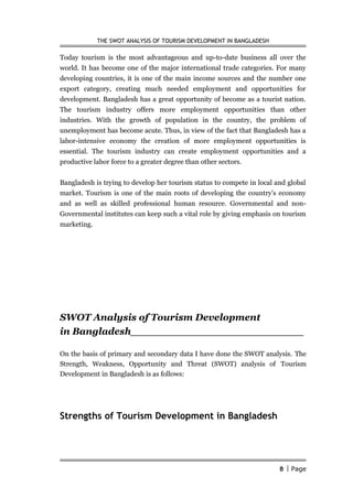 Swot Analysis of Bangladesh Tourism | DOC | Travel Locations | Travel