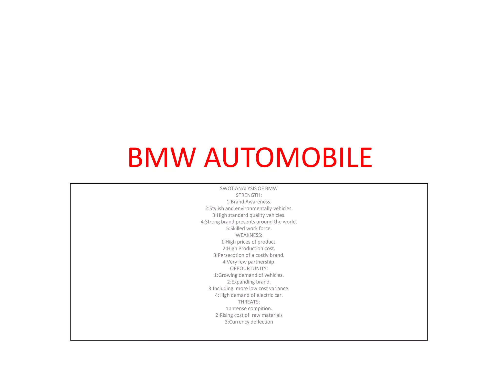 Swot analysis of bmw | PPTX