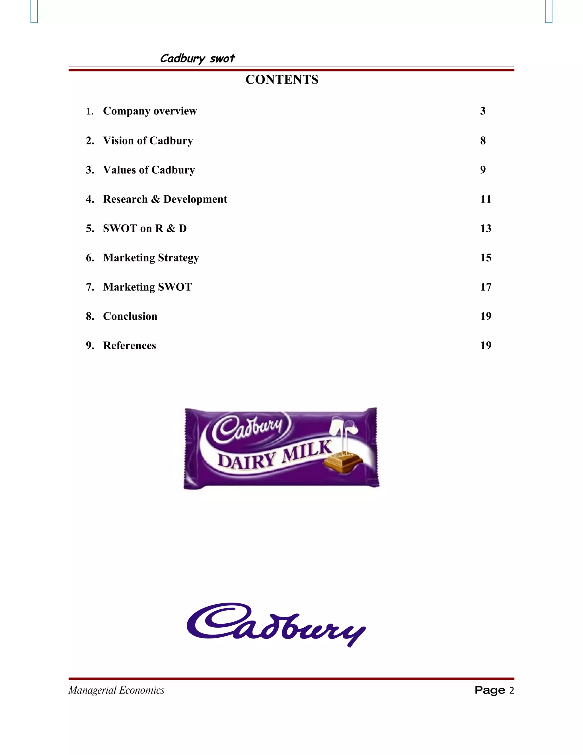 Swot Analysis Of Cadbury By Uma Ganesh | DOC