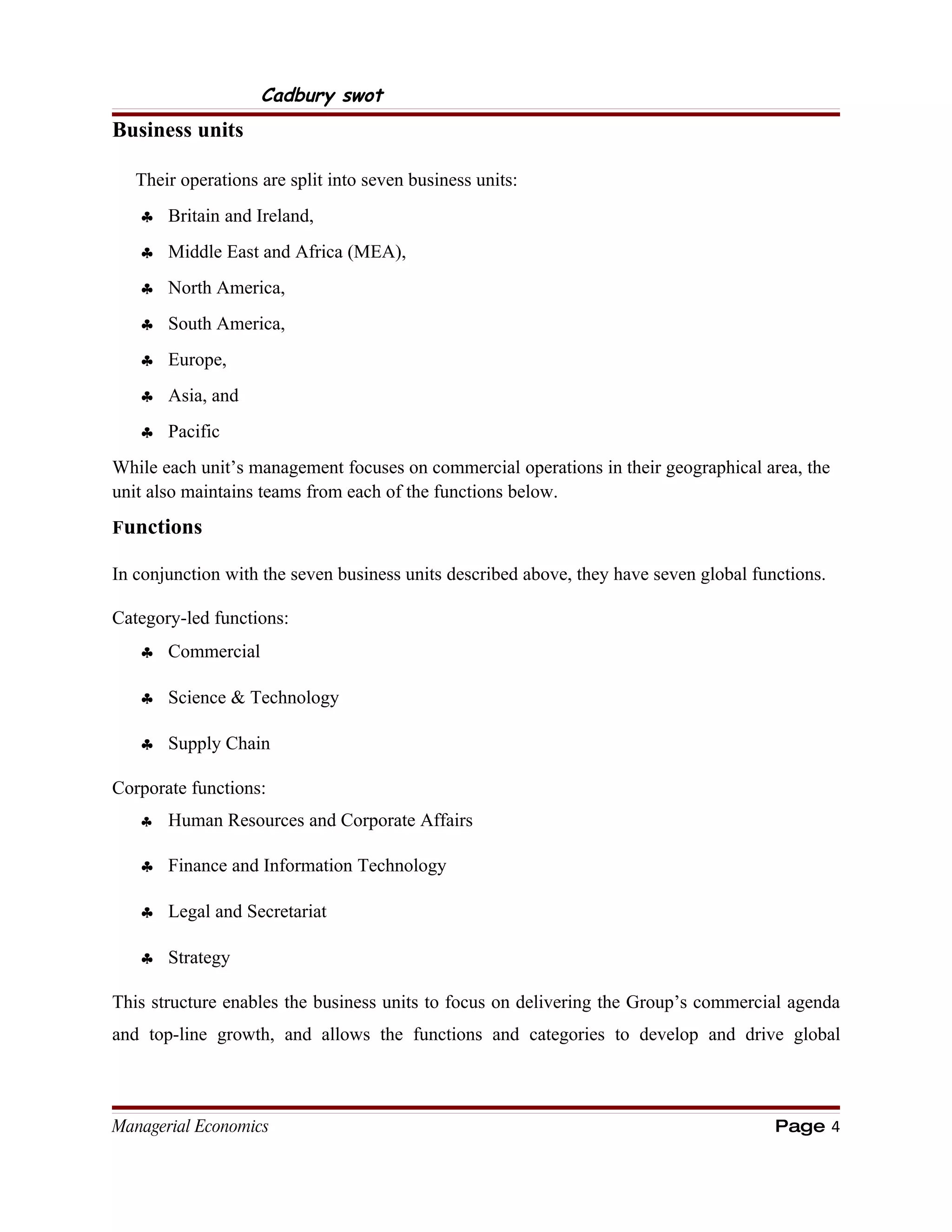 Swot Analysis Of Cadbury By Uma Ganesh | DOC