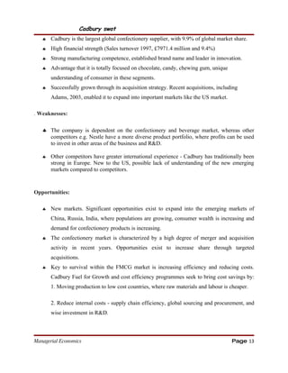 Swot Analysis Of Cadbury By Uma Ganesh | DOC