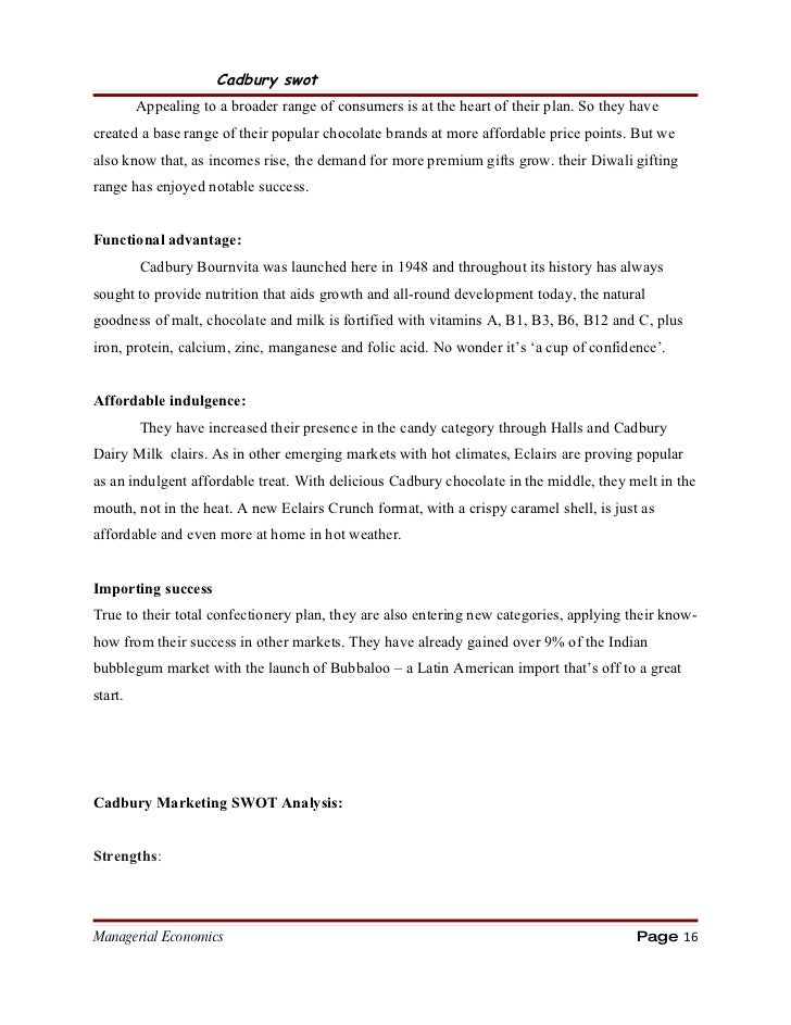 Swot Analysis Of Cadbury By Uma Ganesh
