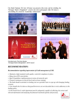 SWOT Analysis of City Bank | DOCX